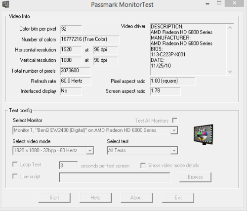 PassMark MonitorTest 4.0 - Rahim Soft